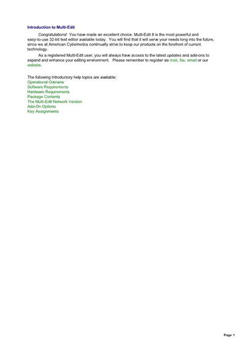 Introduction To Multi Edit Congratulations You Have Made An Excellent