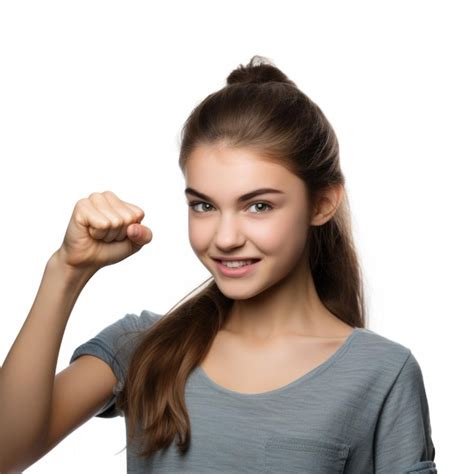 Girl Hold Fist With Seriously Emotions Premium Ai Generated Image