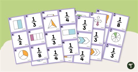 Unit Fraction Match Task Cards Teach Starter