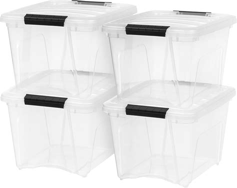 Iris Usa 18 L 19 Qt Plastic Storage Box With Lid And Latches 4 Pack