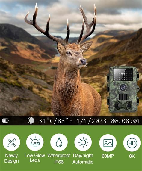 Trail Camera 8k 60mp Wifi Game Camera With No Glow Night Vision Motion