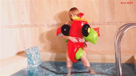 Alla Blows Off A Small Inflatable Plane In The Pool Allaalexinflatable Clips4sale