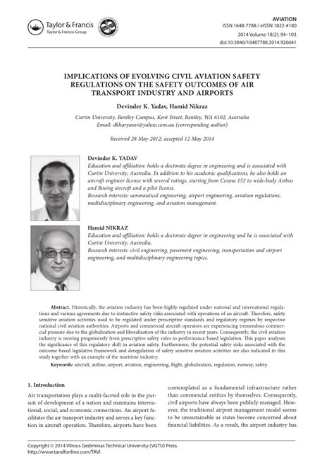 Pdf Implications Of Evolving Civil Aviation Safety Regulations On The Safety Outcomes Of Air