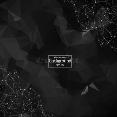 Abstract Triangles Space Low Poly Polygonal Vector Background With Connecting Dots And Lines