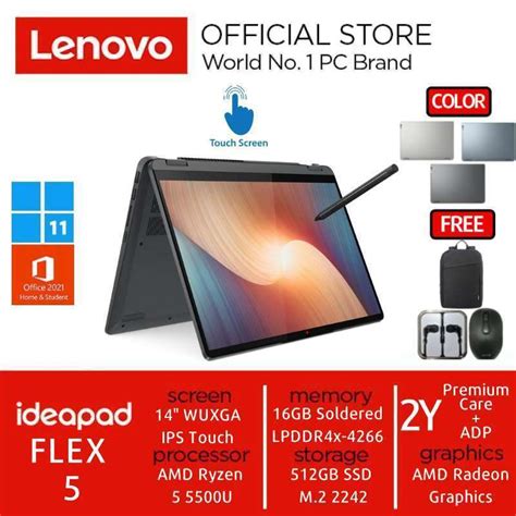 Jual Lenovo IP Flex 5 AAID 3XID 3YID Laptop 2 In 1 AMD Ryzen 5 5500U 16GB 512GB SSD 14Touch Win