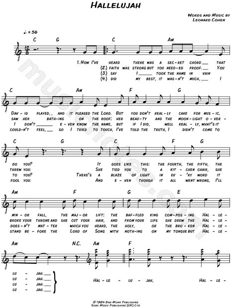 Hallelujah Chord Chart Ponasa