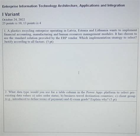Solved Enterprise Information Technology Architecture, | Chegg.com