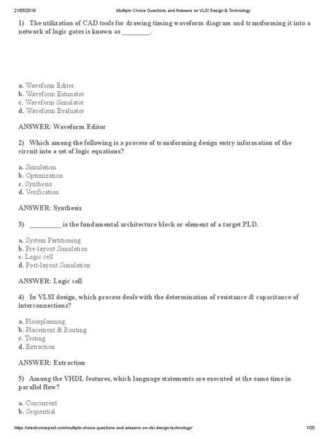 multiple choice questions and answers on vlsi design and technology pdf
