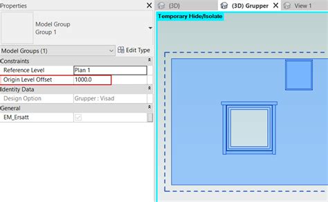 wall based default elevation parameter group origin level offset