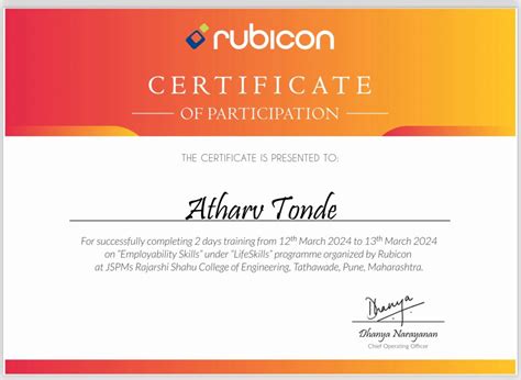 completed lifeskills program by rubicon atharv tonde posted on the