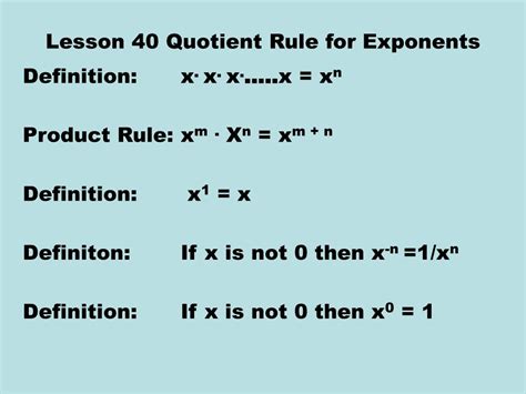 PPT Lesson 40 Quotient Rule For Exponents PowerPoint Presentation Free Download ID 493751