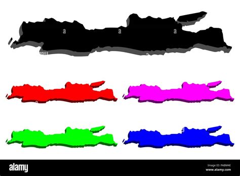 3d Map Of Java Black Red Purple Blue And Green Vector Illustration Stock Vector Image
