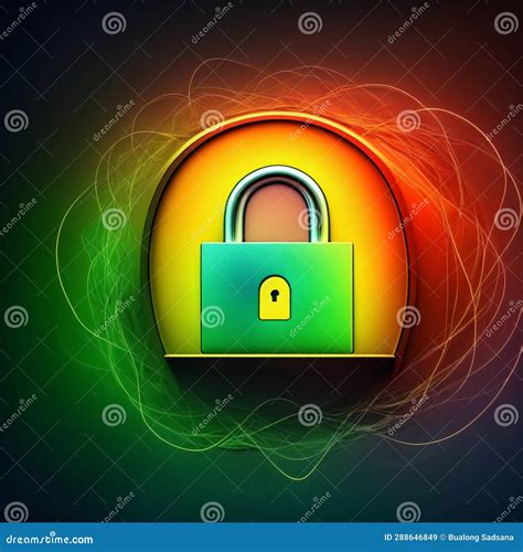 Neon Cloud With Locked Padlock Concept Of Data Protection Security