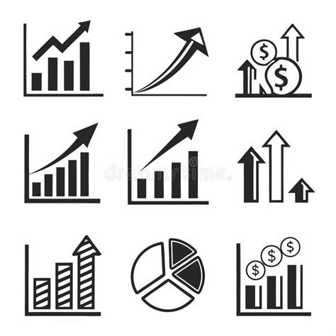 Collection Of Upward Trending Graph Icons For Business Growth And Financial Success Stock