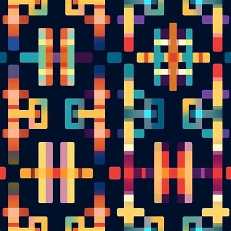 Premium Photo Geometric Pixel Pattern Background Radiant Neon Pattern Symmetrical Design Tiled