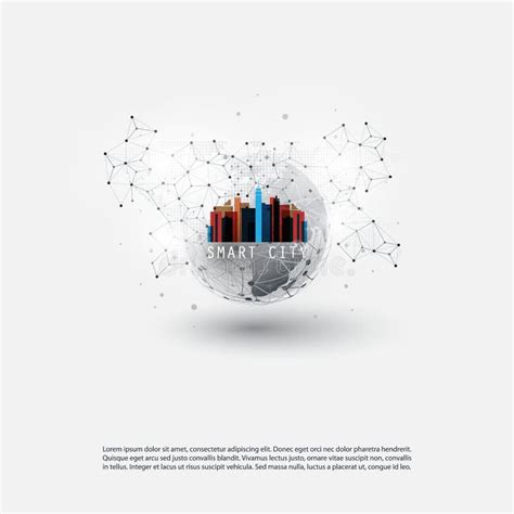 Colorful Smart City Cloud Computing Design Concept Digital Network