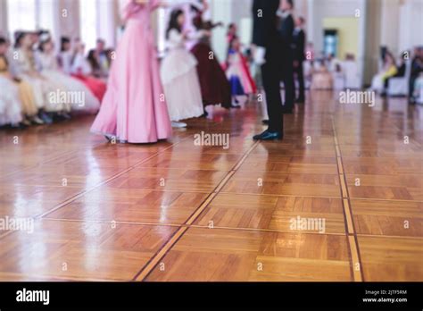 Couples Dance On The Historical Costumed Ball In Historical Dresses Classical Ballroom Dancers