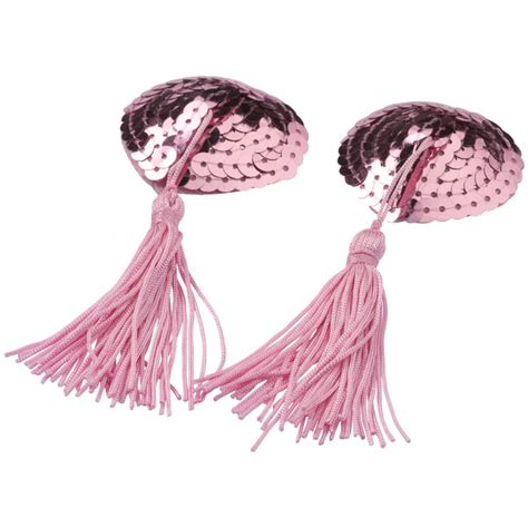 Baseks Heartshaped Pink Nipple Covers With Tassels Sinful