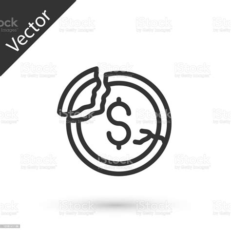 Grey Line Dollar Rate Decrease Icon Isolated On White Background Cost