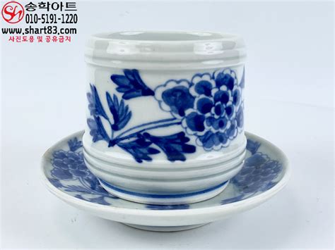 엽차잔 청화백자 도자기 물컵 장작가마 제작품 조선시대 모란문양 재현품 옛날찻잔 빈티지컵 엔틱잔 한국전통도자기 도예가 작품 손잡이 없는 머그컵 머그잔 송학아트 옛날