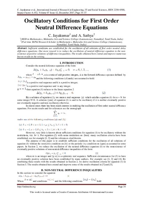 Pdf Oscillatory Conditions For First Order Neutral Difference Equations