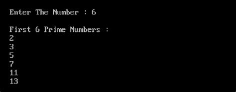 C Program For First N Prime Numbers