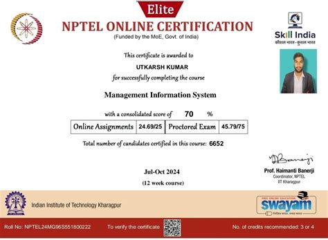 Utkarsh Kumar On Linkedin Certification Nptel Managementinformation Iitkharagpur