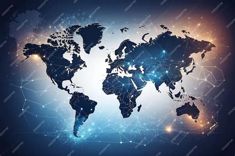 Premium Photo Global Network Connection World Map Abstract Technology Background