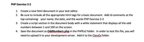 Solved Php Exercise 2 2 Create A New Html Document In Your