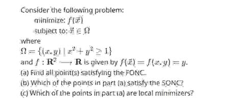 Solved Consider The Following Problem Minimize Chegg