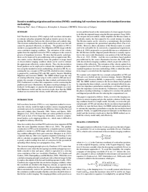 Pdf Iterative Modeling Migration And Inversion Immi Combining Full Waveform Inversion With