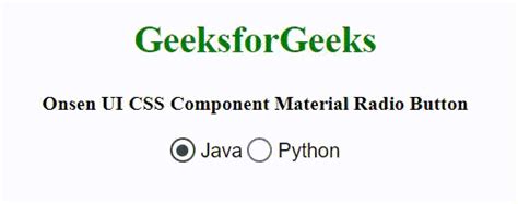 Onsen Ui Radio Button Css Components Geeksforgeeks