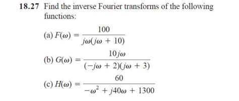 Solved 18 27 Find The Inverse Fourier Transforms Of The