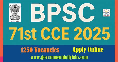 Bpsc 71st Cce 2025 Recruitment Notification 1250 Vacancies Apply Online