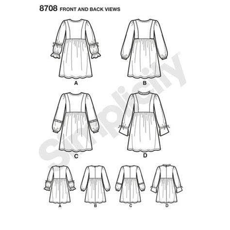 Simplicity Girls Boho Dress Pattern Front Back Views Doctor T Designs