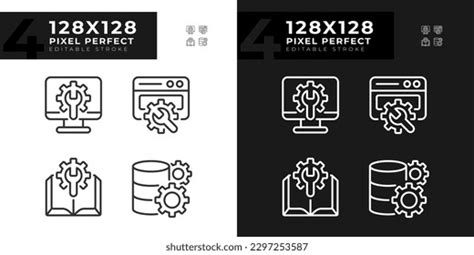 Computer System Settings Pixel Perfect Linear Stock Vector Royalty Free Shutterstock