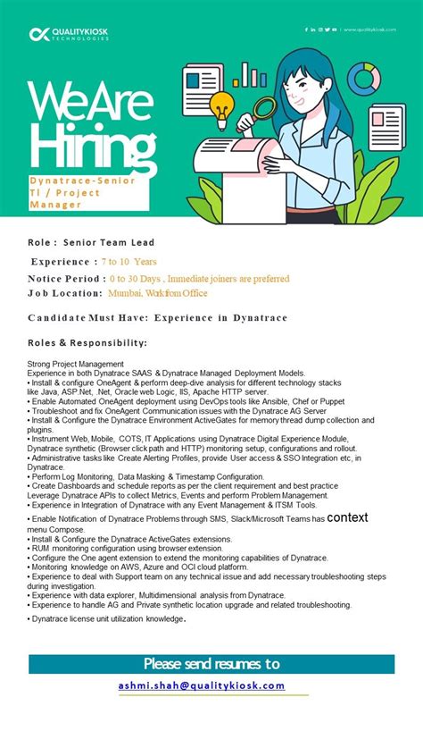 Ashmi Shah On Linkedin We Are Hiring For Dynatrace Senior Team Lead