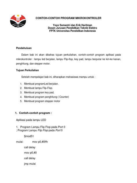 Contoh Contoh Program Mikrokontroler Pdf