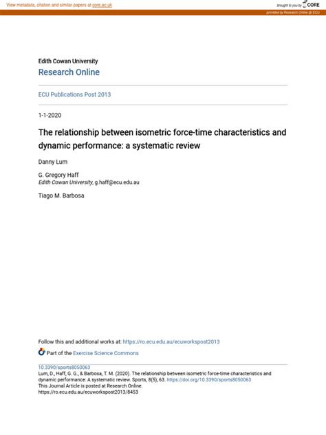 Relationship Between Isometric Force Tim Pdf Information Science