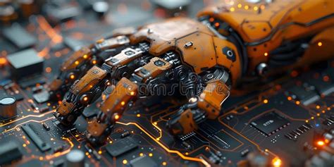 Cuttingedge Robot Arm With Advanced Chip Technology Processes Data To Complete Complex Tasks