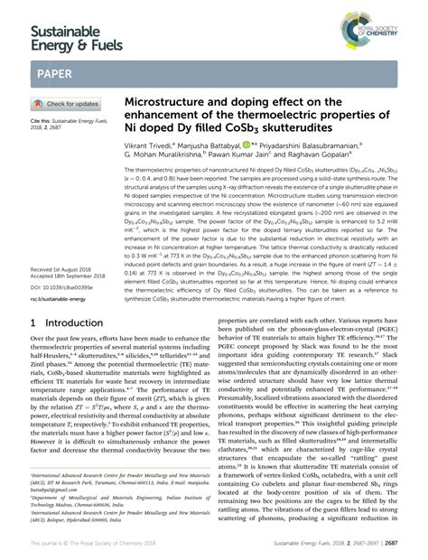 Pdf Microstructure And Doping Effect On The Enhancement Of Thermoelectric Properties In Ni