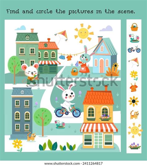 Find Hidden Objects Picture Educational Puzzle Stock Vector Royalty Free 2411264817 Shutterstock