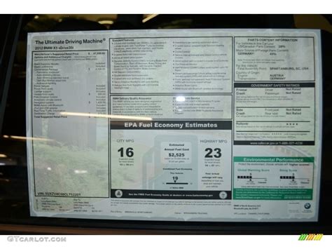 2012 Bmw X5 Xdrive35i Window Sticker Photo 52461107