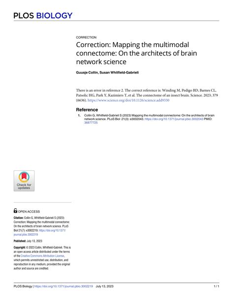 Pdf Correction Mapping The Multimodal Connectome On The Architects
