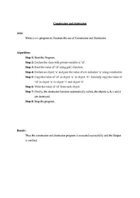 Cpp And Ds Practical Programs 1 Constructor And Destructor Aim Write A C Program To