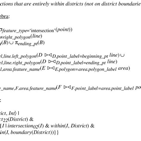 Comparison Of Queries On A Gis Database A Relational Algebraic Query