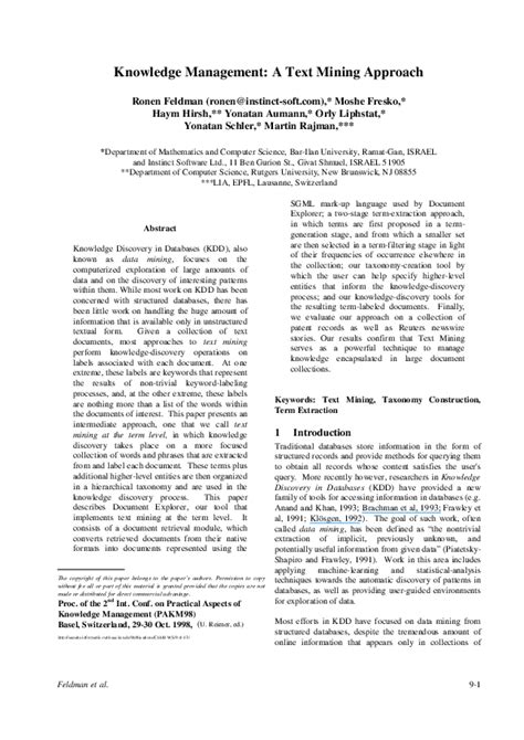 Pdf Knowledge Management A Text Mining Approach