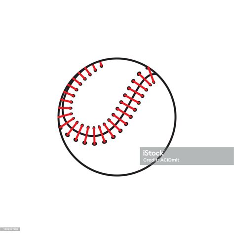 흰색 배경에 야구 공 플랫 라인 아이콘 토너먼트 일러스트레이션 및 스포츠 앱을 위한 간단한 벡터 로고 아트eps 10 Championship에 대한 스톡 벡터 아트 및 기타