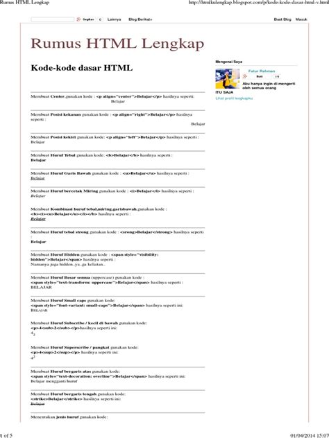Rumus Html Lengkap Pdf