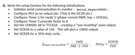 Solved Q Write The Setup Function For The Following Chegg Com